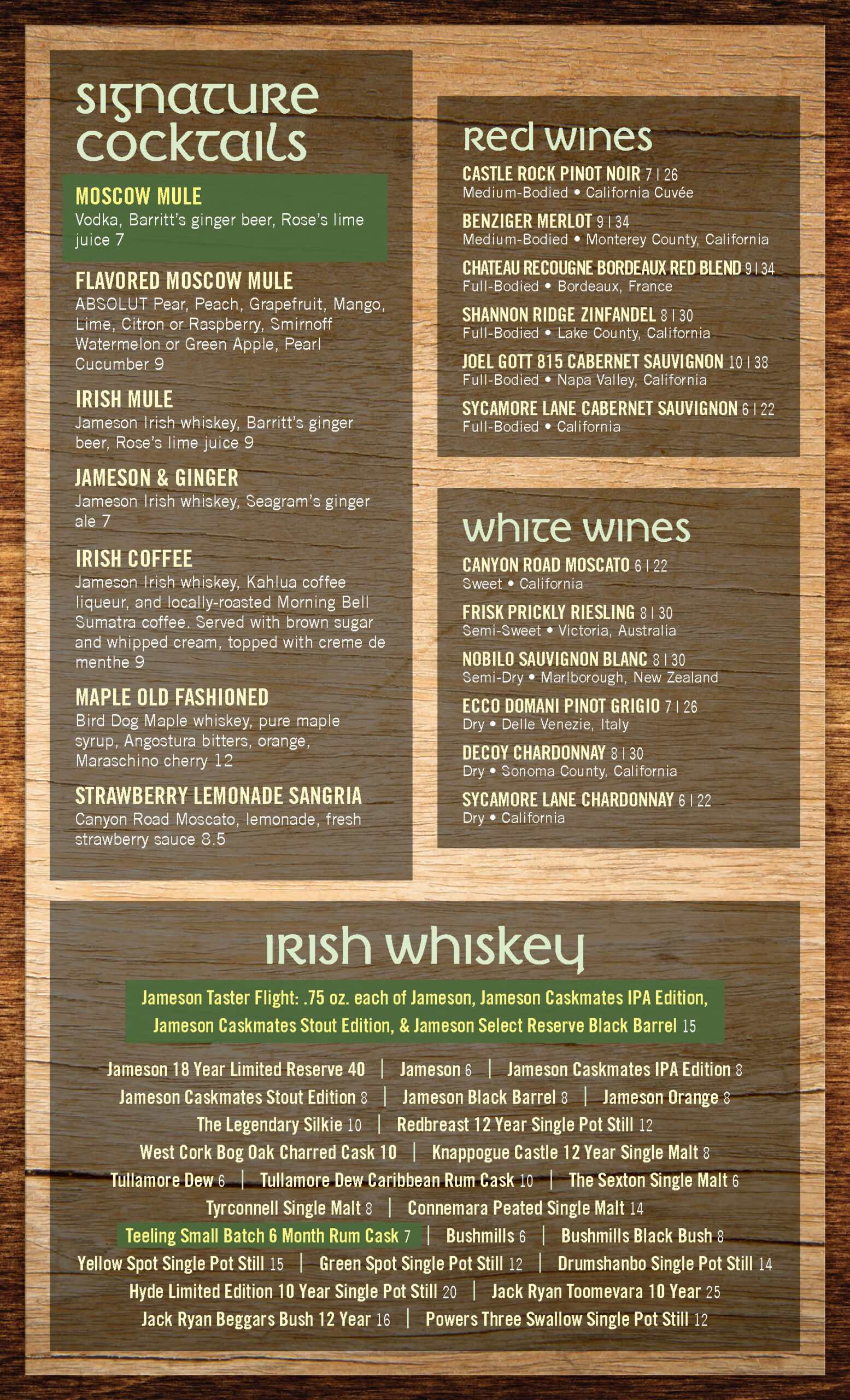Dublin Bay Menu | Irish Pub & Grill in Ames, Iowa